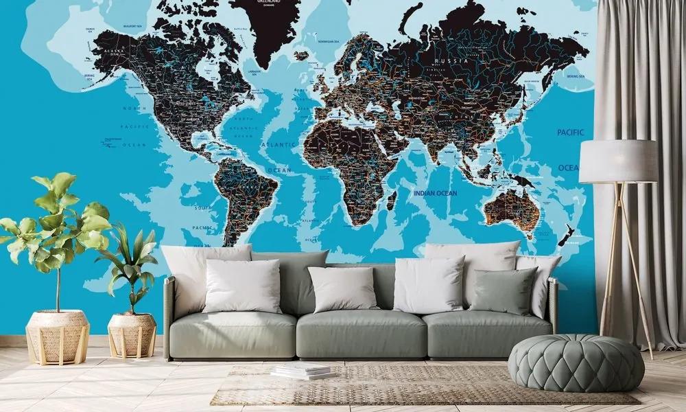 Samolepící tapeta moderní mapa světa - 375x250 cm