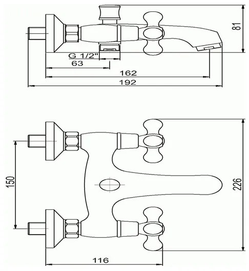 Novaservis - Vanová baterie TITANIA RETRO lesklý chrom