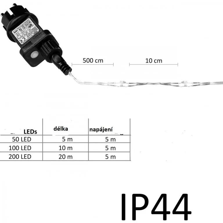 VOLTRONIC 68036 Sada 2 kusů světelných drátů - 100 LED, studeně bílá