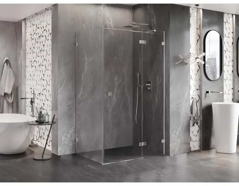 Mexen Lunar T, pravostranný výklopný sprchový kout 125 x 120 cm, 8mm čiré sklo, chromový profil, 834T-125-120-01-00-P