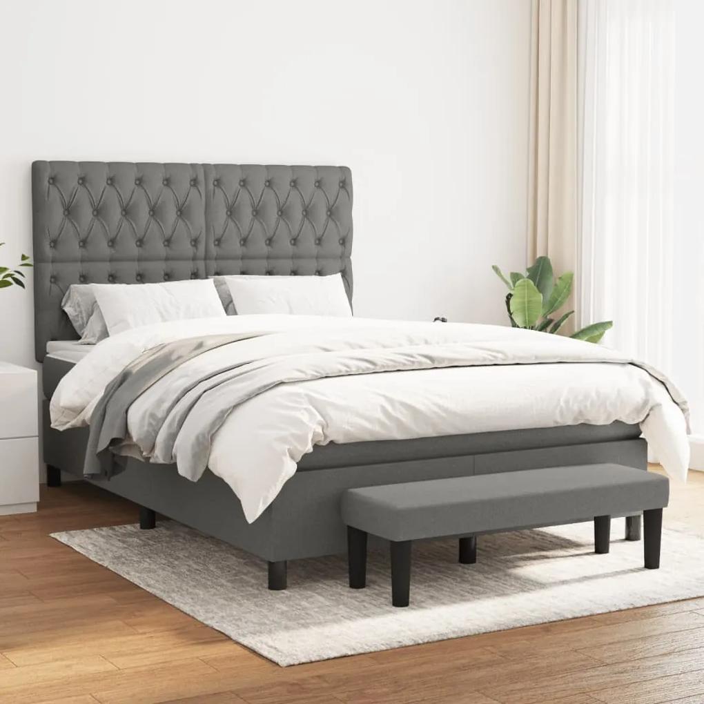 Box spring postel s matrací tmavě šedá 140x200 cm textil,  3136838