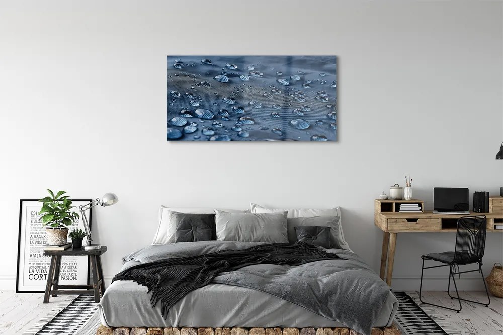 akrylový obraz Vodní kapky makro 125x50 cm