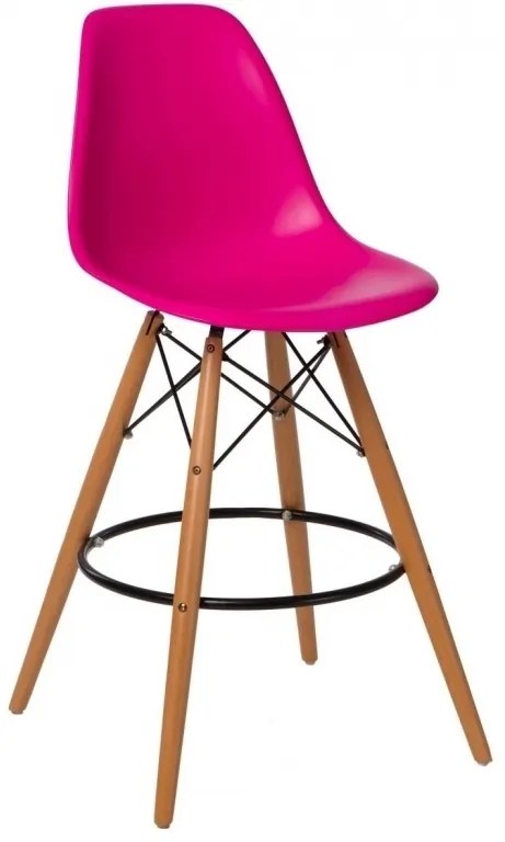 Designová barová židle DSW, tmavě růžová