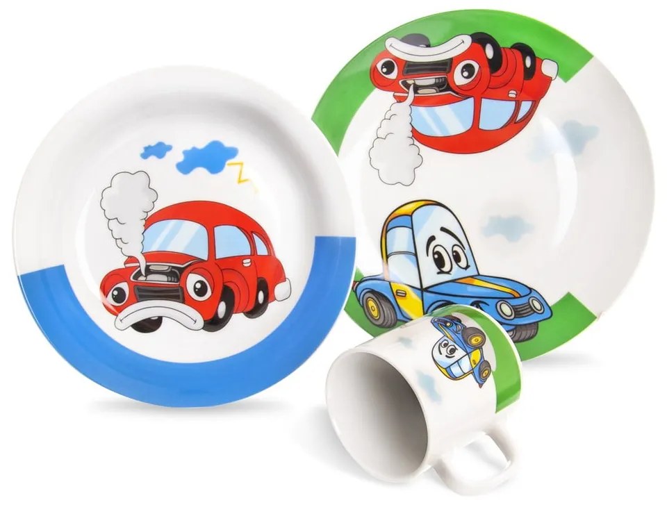 3dílný dětský porcelánový jídelní set Orion Cars