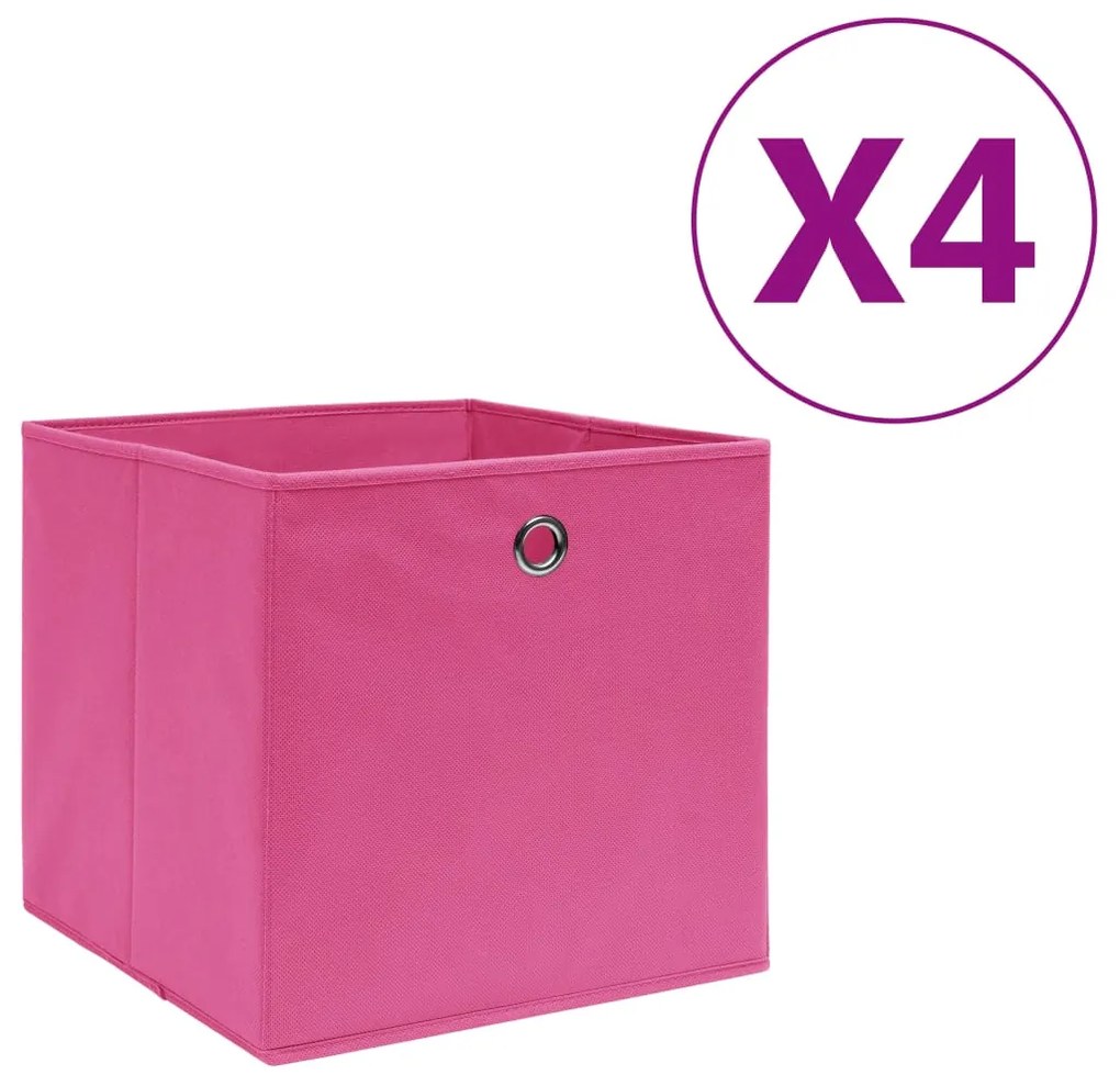 Úložné boxy 4 ks netkaná textilie 28 x 28 x 28 cm růžové 325203