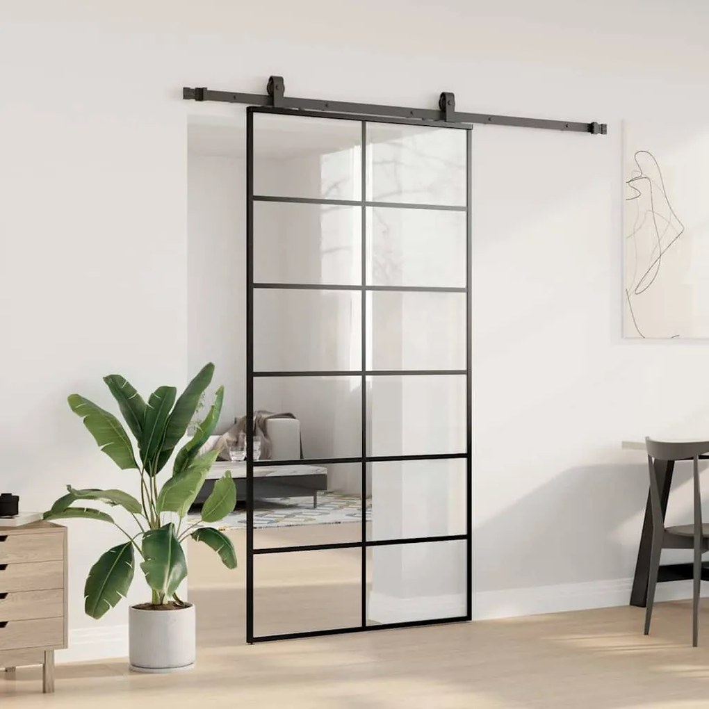 Posuvné dveře se sadou kování černé 102x205 cm ESG Glass 3375852