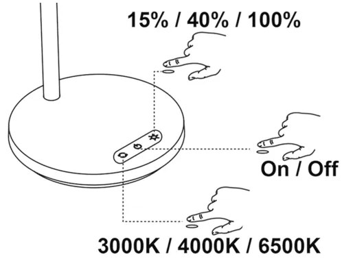 Top Light-LED Stm. dotyková stolní lampa BELLA LED/4,8W/5V 3000/4000/6500K černá