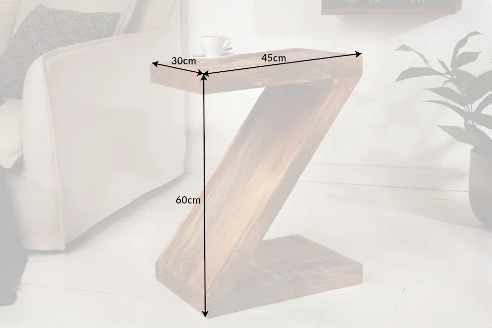 Noble Home Přírodní mangový odkládací stolek Big Z, 60 cm