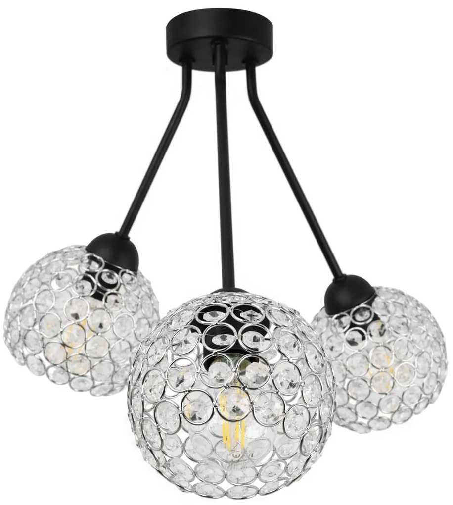 Stropní svítidlo Crystal Trio, 3x stříbrné křišťálové stínítko