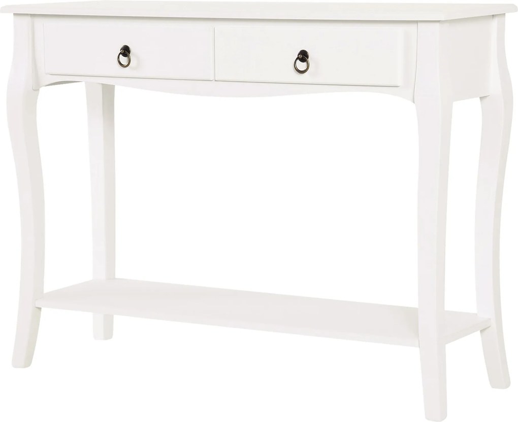 HOMCOM Konferenční Stolek s Úložným Prostorem do Obývacího Pokoj a Předsíně s Šuplíky a Policí Elegantní Design 100x33x75cm Bílý Lesklý Dřevěný