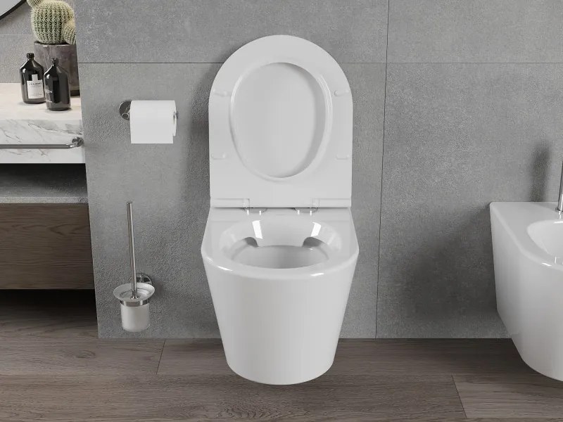 Mexen Rico závěsné wc Rimless s toaletním Slim sedátkem z duroplastu, bílá - 30720500