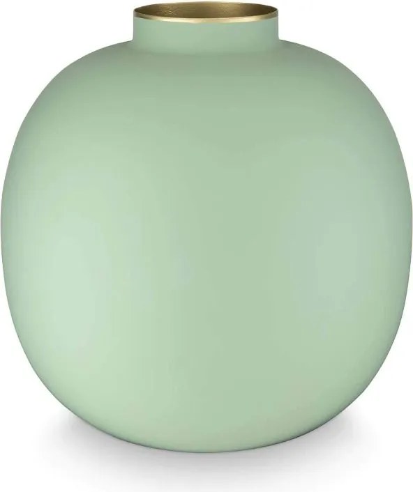 Pip Studio velká kovová váza 23 cm, světle zelená matná (Malá kovová váza v matné světle zelené barvě)