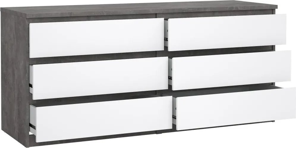 FALCO Komoda Simplicity 232 beton/bílý lesk