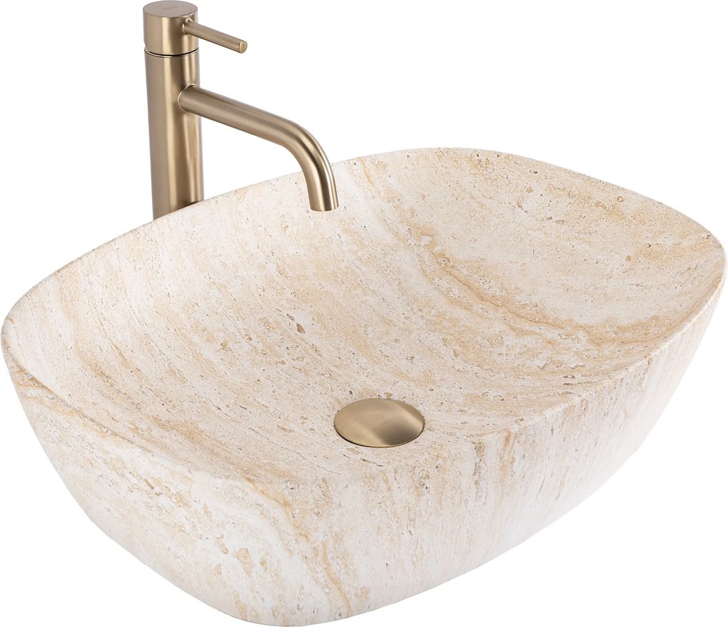 Rea Freja, umyvadlo na desku 512x396x137mm, imitace kamene-travertin matný, REA-U6689