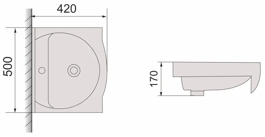 COMAD Zápustné umyvadlo - UM CFP-50, 50 cm, keramické, lesklá bílá