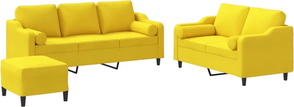 3dílná sedací souprava s polštáři světle žlutá textil 3201863