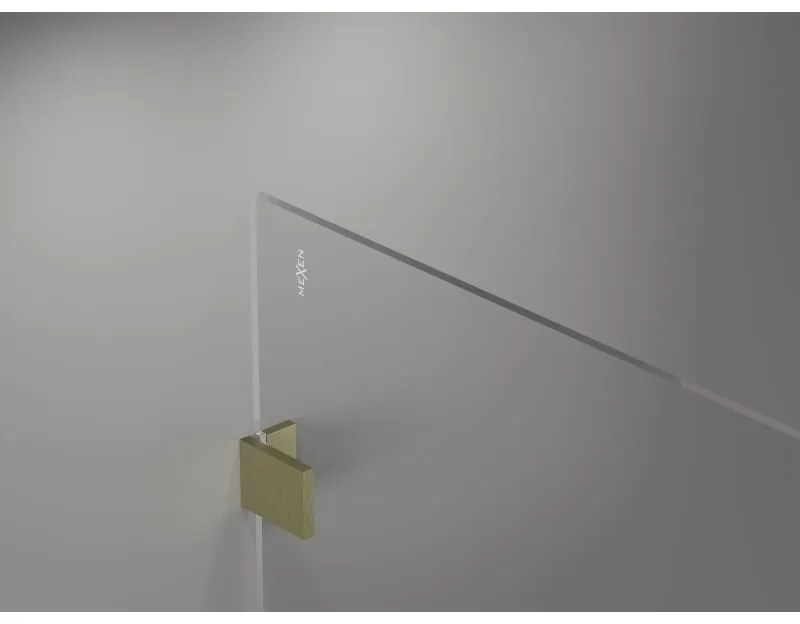 Mexen Lunar sprchová stěna pravá 140 x 200 cm, 8mm čiré sklo, zlatá matná, 830-140-000-55-00-P