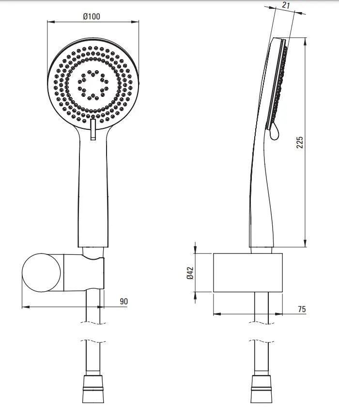 Deante Arnika, 1-bodová ruční sprchová souprava s pevným držákem, chromová, DEA-NQA_041K