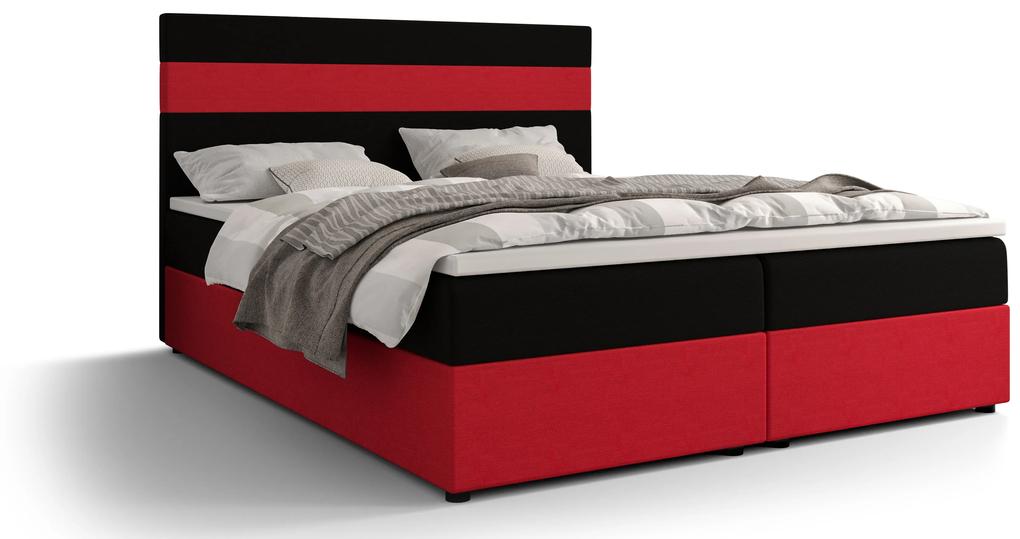 Manželská postel Boxspring 160 cm Locos Comfort (tmavě hnědá + červená) (s matrací a úložným prostorem). 1056126