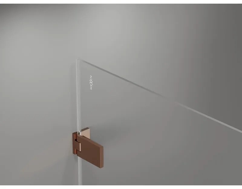 Mexen Lunar-F L, skládací sprchový kout levý 70 x 70 cm, 8mm čiré sklo, profil růžové zlato, 836L-070-070-60-00-L