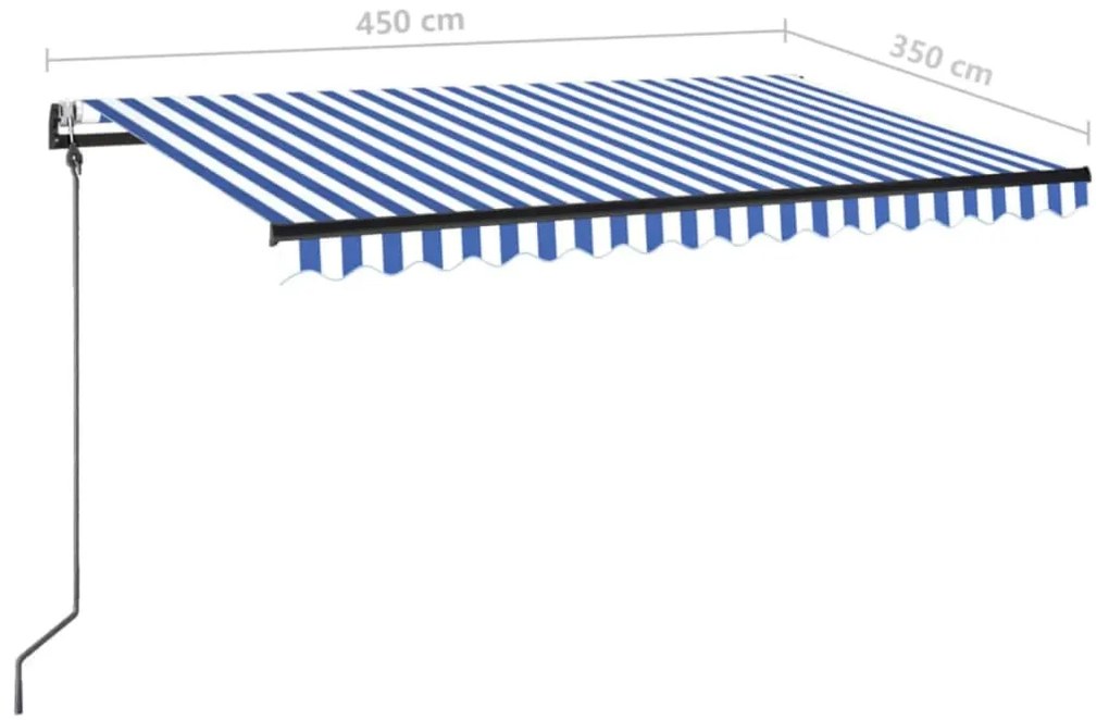 vidaXL Marketos Automatická zatahovací markýza 450 x 350 cm modrobílá