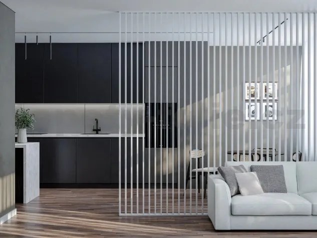 Předělovací panely, bílá mat 3D lamely, rozměr 2750 x 580 x 65 mm, IMPOL TRADE