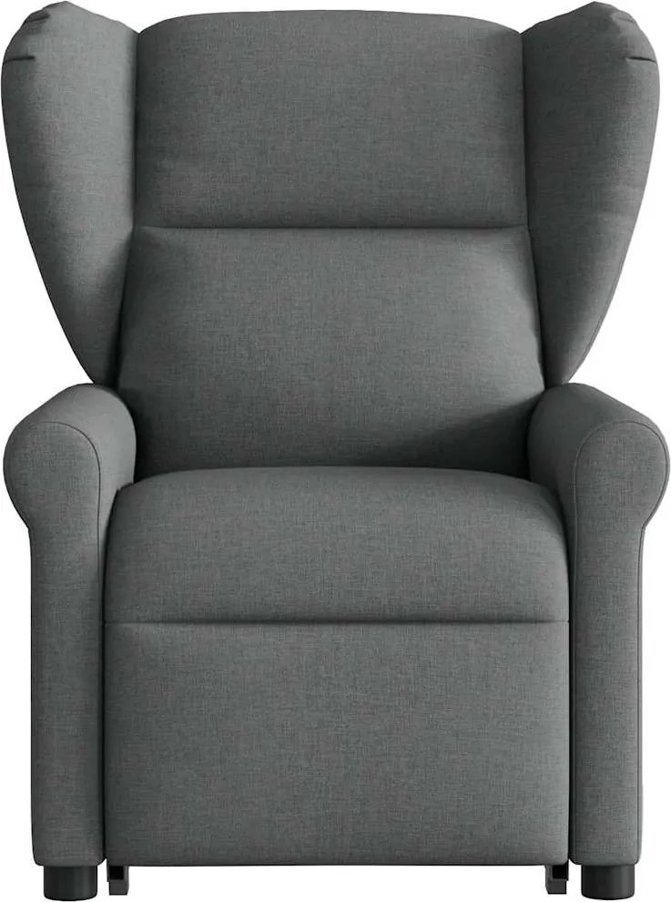 Zvedací masážní polohovací křeslo tmavě šedé textil 3303385