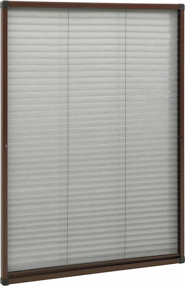 Plisovaná okenní síť proti hmyzu hliník hnědá 80 x 120 cm 148655