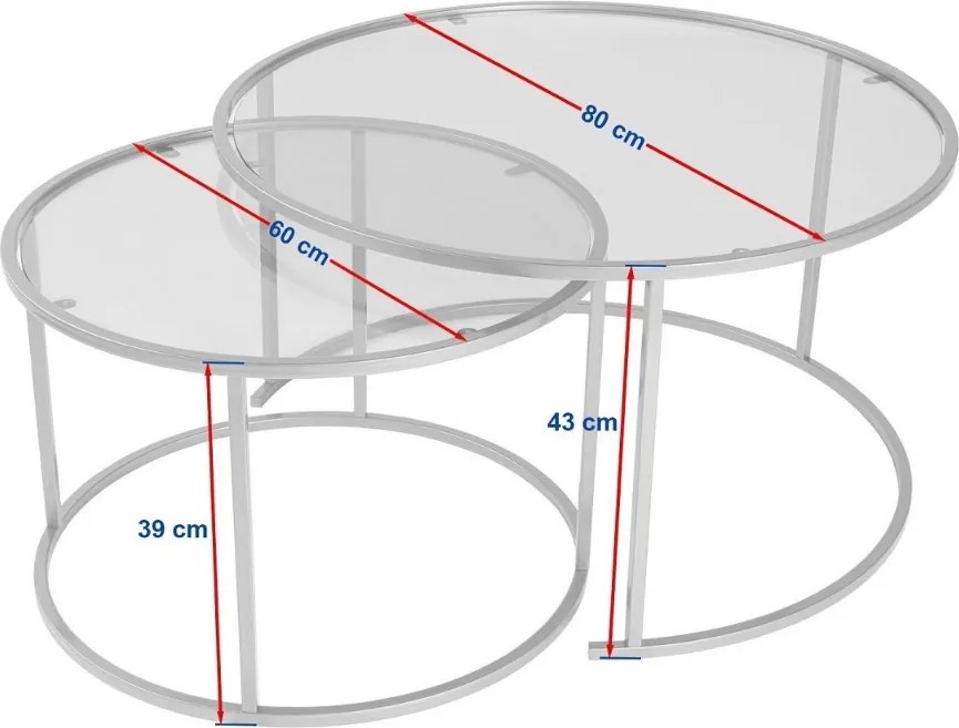 Sada konferenčních stolků Tasheika 80 cm černá / šedá