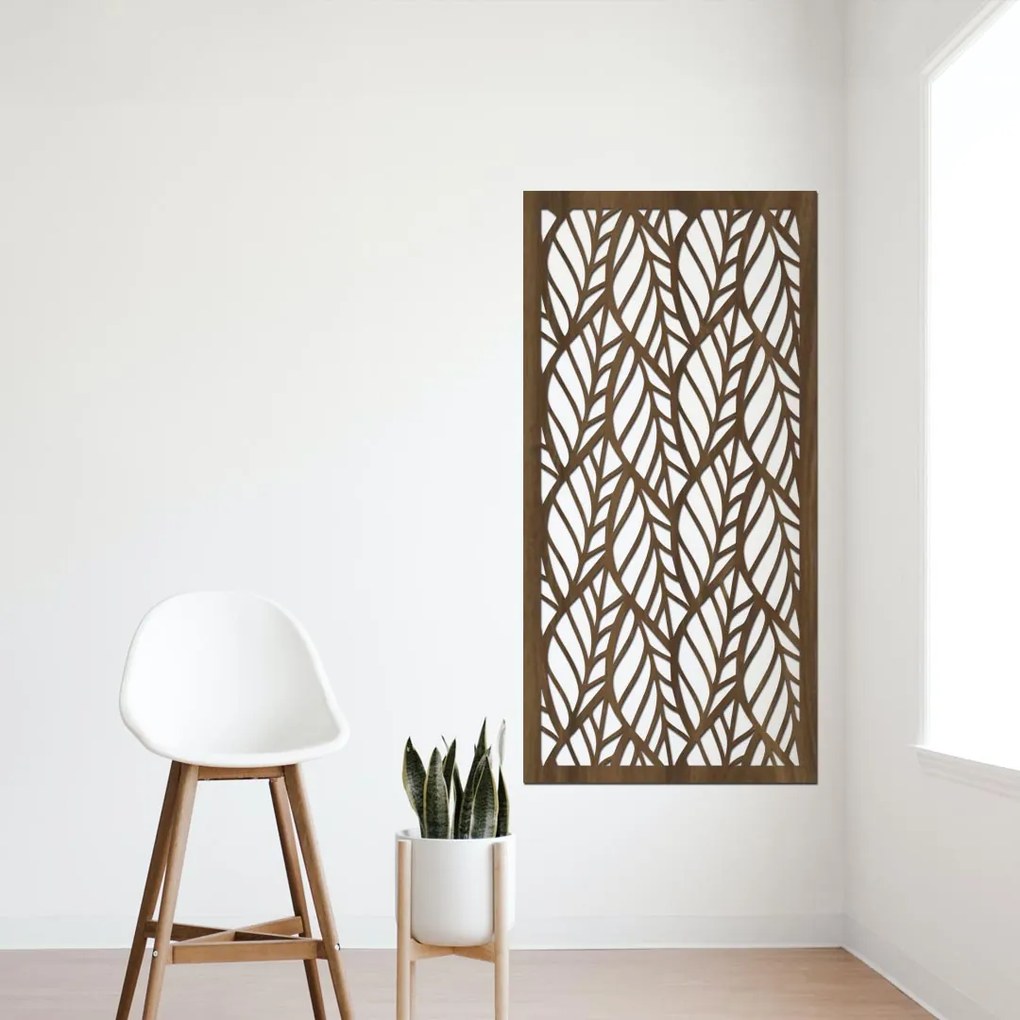 dřevo života Dřevěný dekorační panel LEAF III Rozměry (cm): 20x40, Zvolte barvu dekoru: Ořech