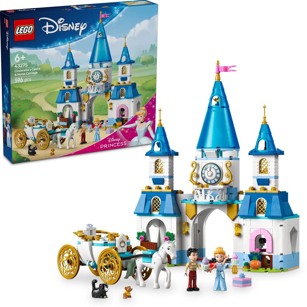 Lego - disney princess 43275 popelčin zámek a kočár s koňmi 5702017814636