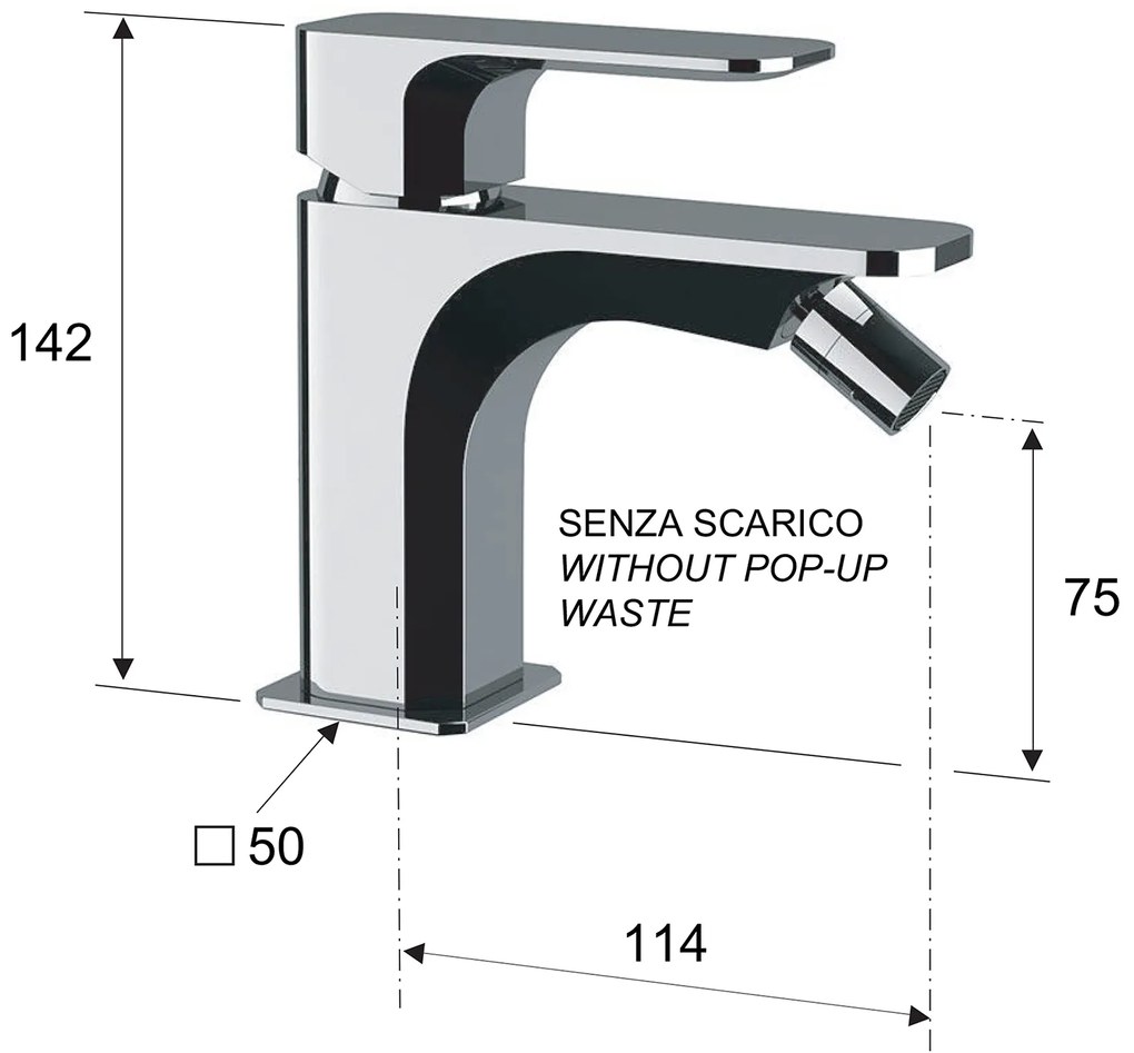 Sapho SPY stojánková bidetová baterie bez výpusti, černá mat, PY03/15