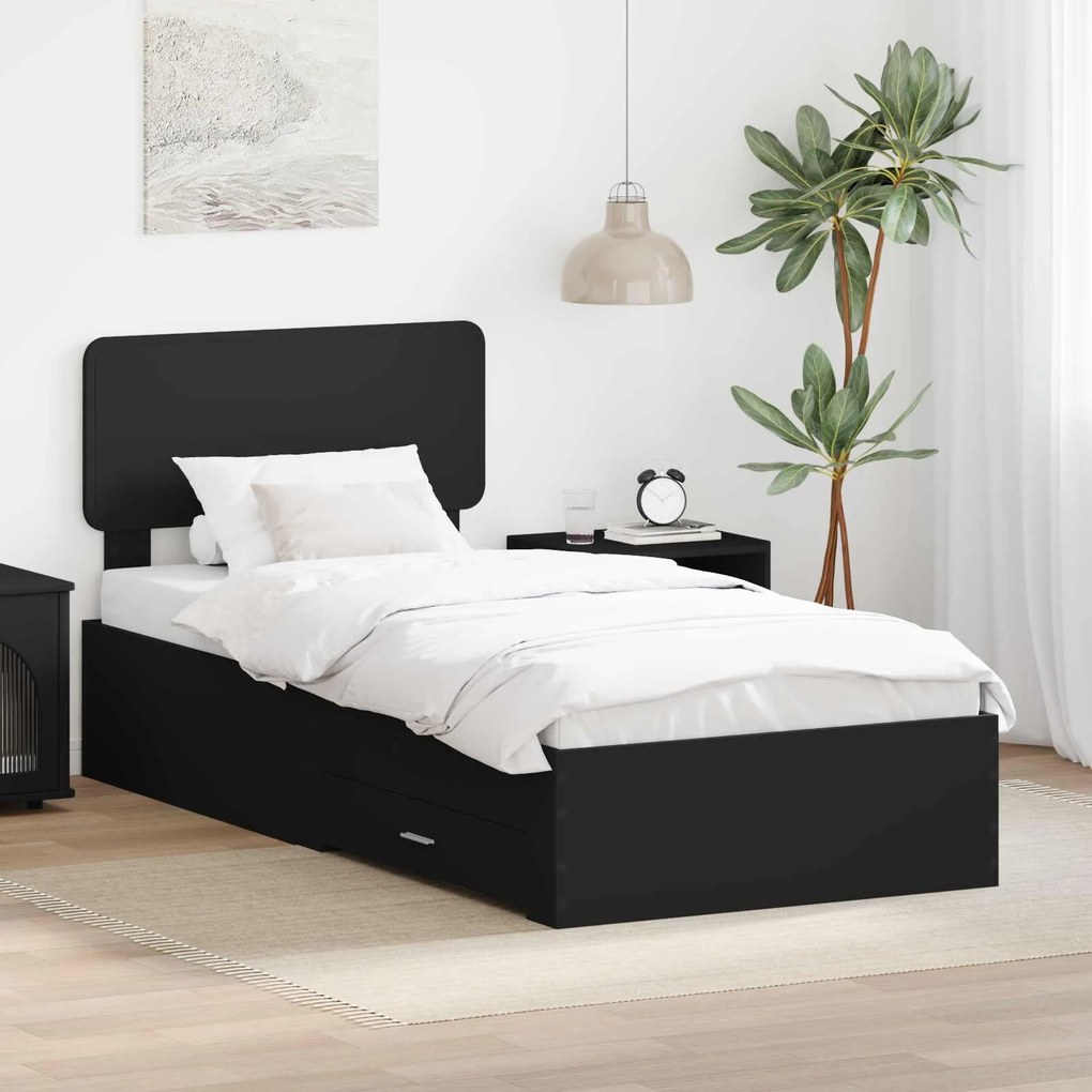 Rám postele se zásuvkou Černá 75 x 190 cm Kompozitní dřevo 3412437