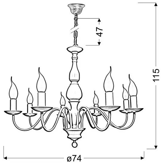 Lustr na řetězu BELLAGIO 8xE14/40W/230V