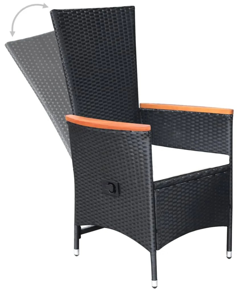 Nastavitelné zahradní židle 2 ks s poduškami polyratan černé - Default Title