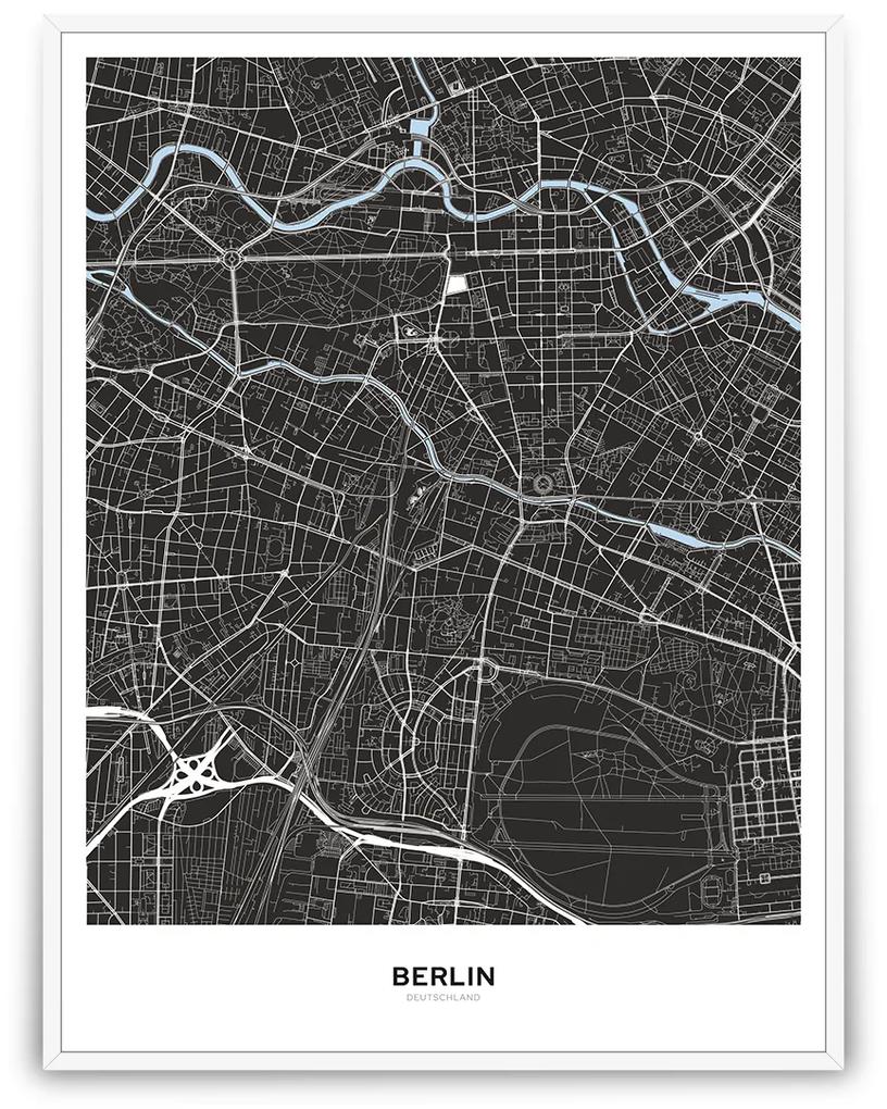 Berlín - zahraniční města – klasik / zahraniční města – černá / pěnová kapa deska / bílý hliníkový rám / 30×40 cm