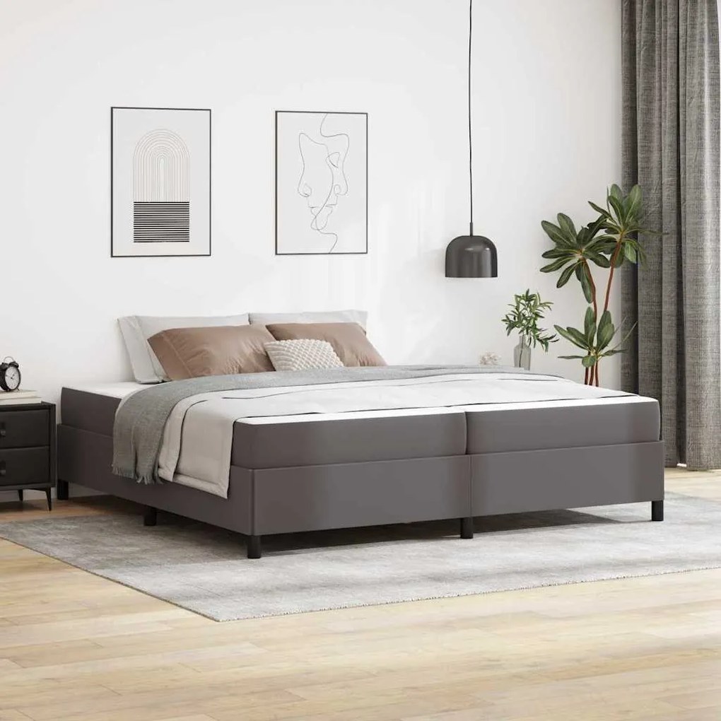 Rám postele s matrací Šedá 200 x 200 cm textil 3399022