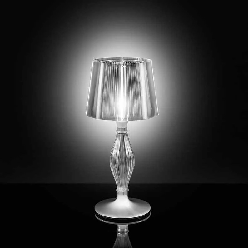 Slamp Liza, designová stolní lampa, 1,5W LED + 70W, prizma, výška 70cm