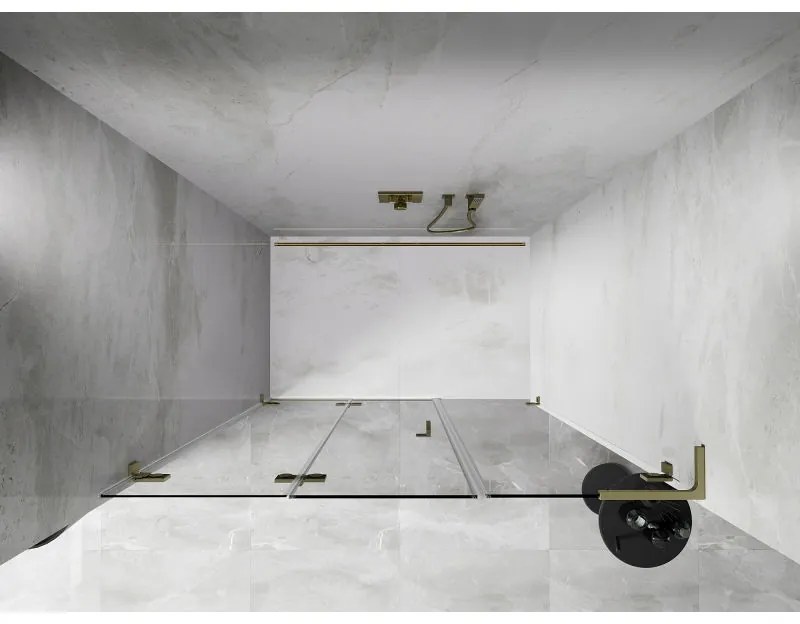 Mexen Lunar-F, L skládací levé sprchové dveře 110 cm, 8mm čiré sklo, zlatý matný profil, 836SL-110-050-55-00-L