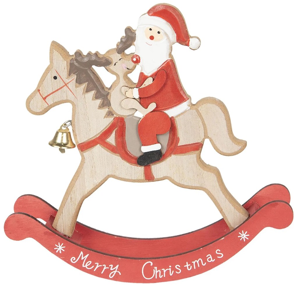 Dřevěná dekorace Santa na koni - 22*22*5 cm
