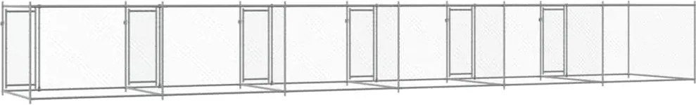 Klec pro psy s dvířky šedá 12 x 2 x 1,5 m pozinkovaná ocel 3209577