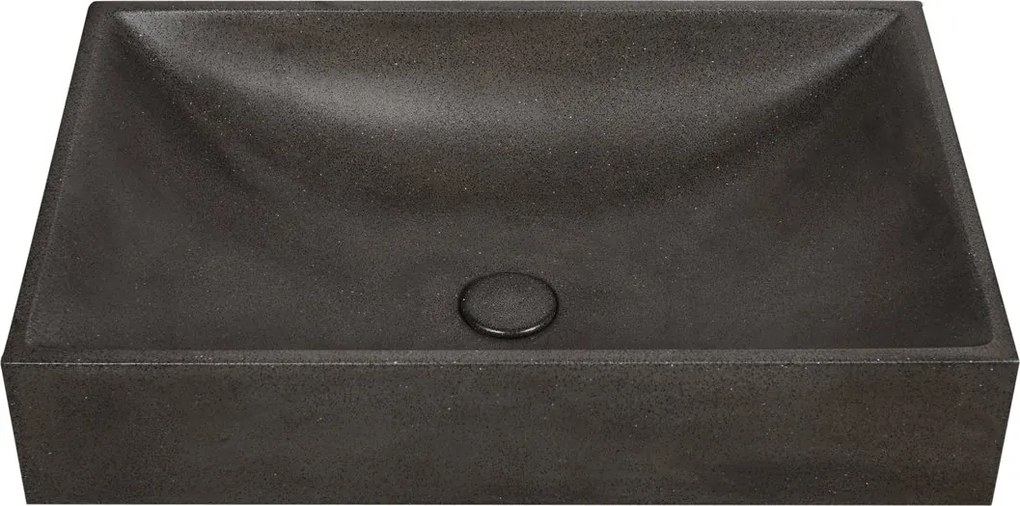 Sapho Sapho, TARANT betonové umyvadlo s výpustí, 58x36cm, černý granit, AR471