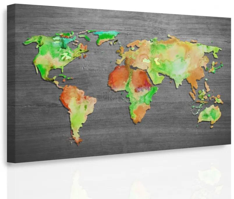 Malvis ® Obraz na stěnu Mapa světa Velikost: 120x80 cm