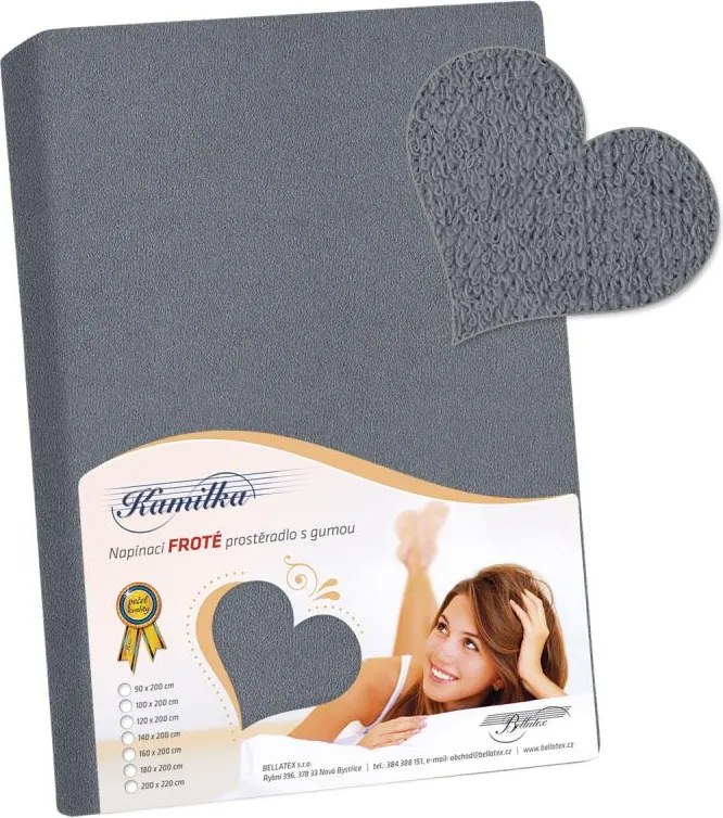 Bellatex Prostěradlo froté Šedá 100x200 cm
