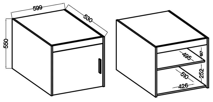 Šatní skříň ELENA 1D 3S + nástavec | 59,9 cm | UNI dvířka | dub lefkas