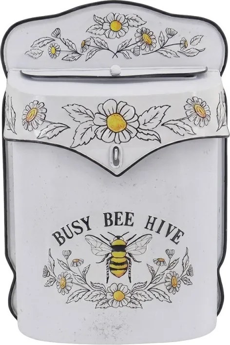Krémová retro poštovní schránka s včelou Busy Bee Hive - 24*10*35 cm