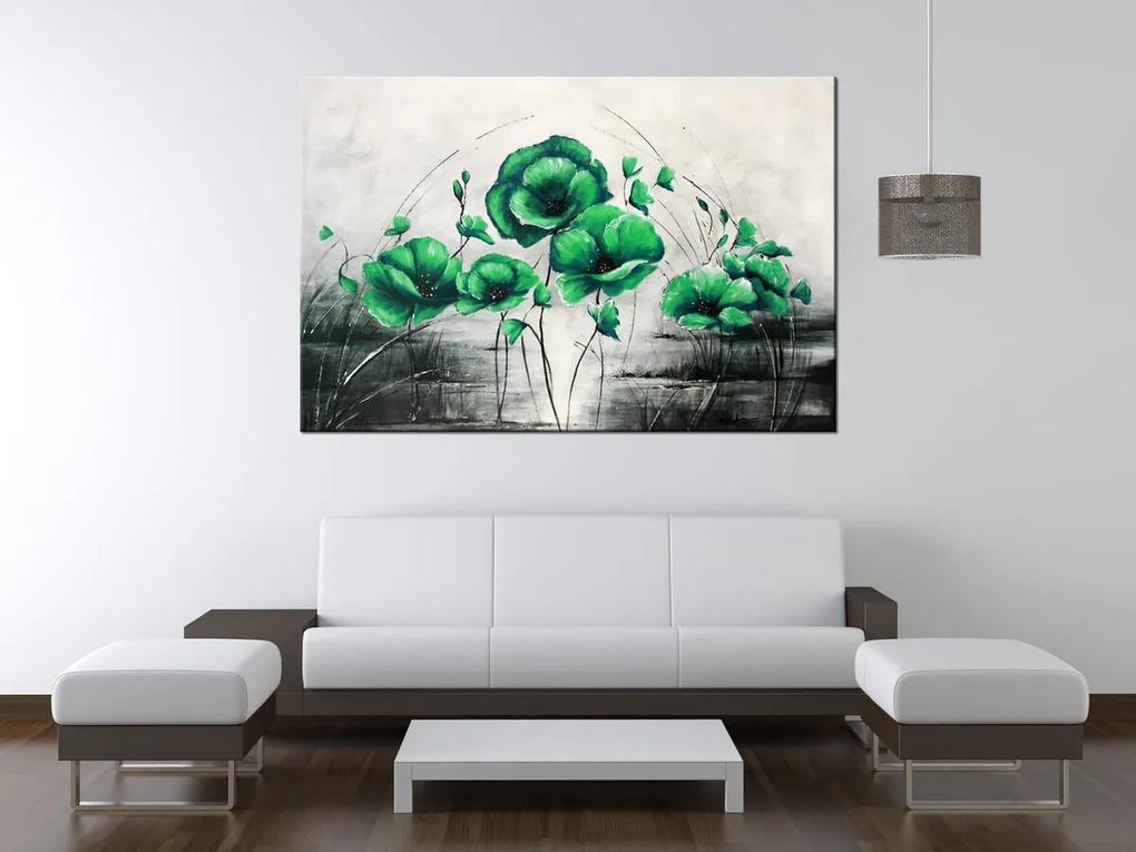 Gario Ručně malovaný obraz Zelené Vlčí máky Rozměry: 100 x 70 cm