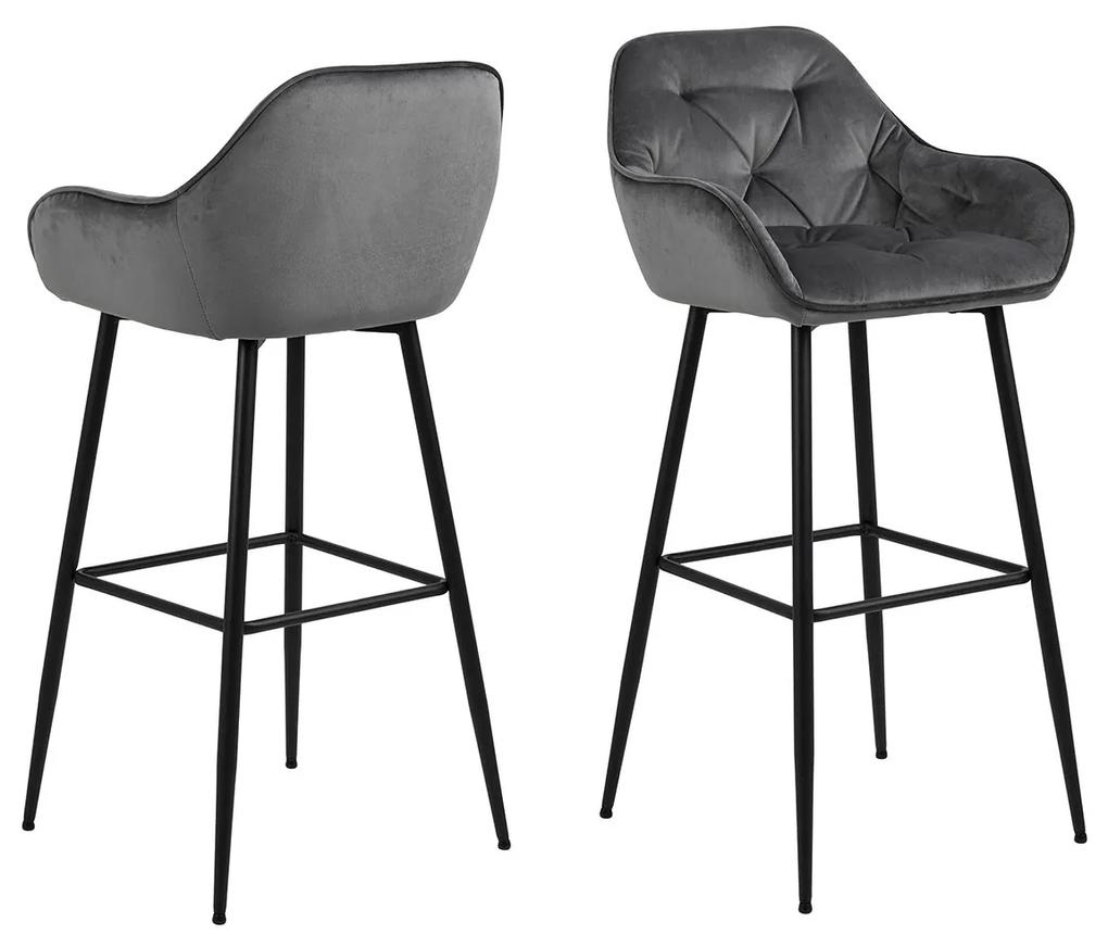 ACTONA Sada 2 ks − Barová židle Brooke − šedá 103,5 × 55 × 52 cm