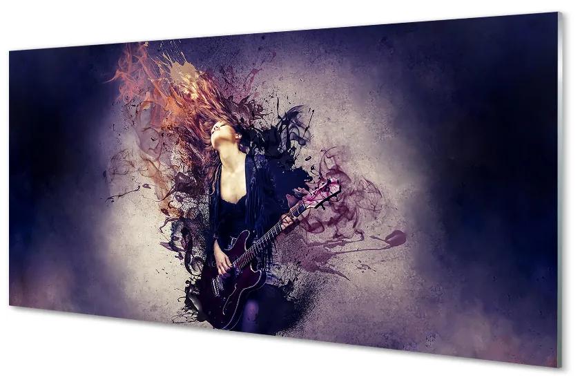 akrylový obraz Ženské kytara poznámky 125x50 cm