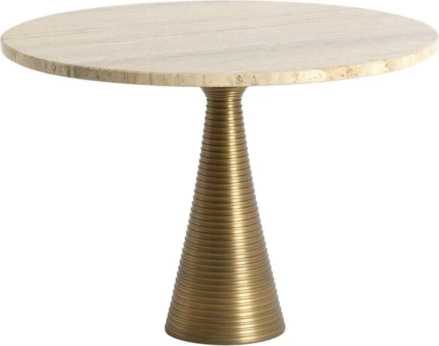 Kulatý konferenční stolek s deskou z kamene v bronzové barvě/ve světle přírodní barvě ø 50 cm Bahia – Light & Living